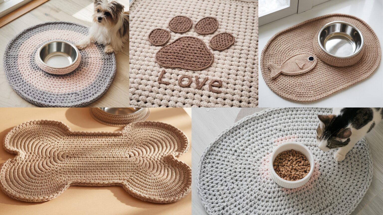 5 Easy Crochet Pet Food Bowl Mat Patterns for Beginners - Artify Pattern